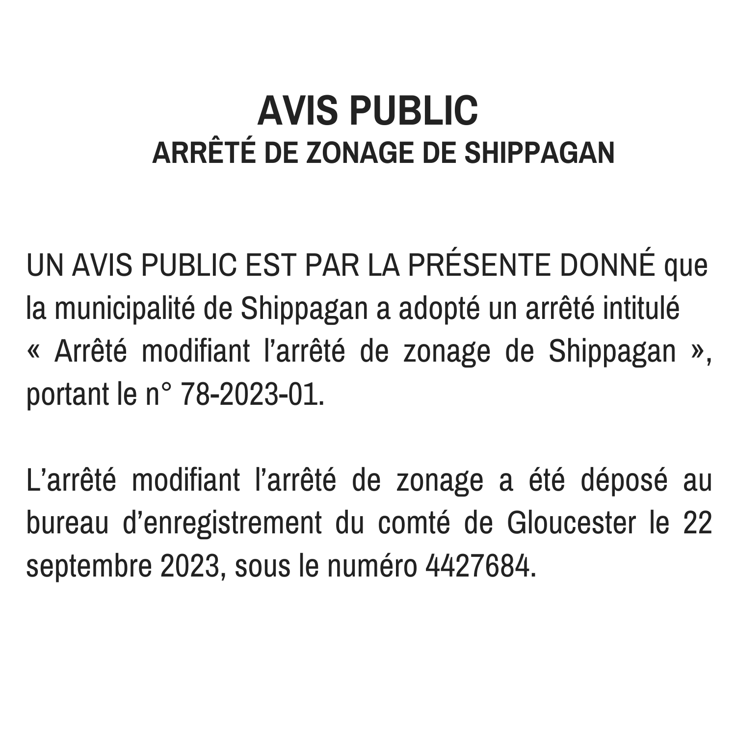 Modifications au zonage – Municipalité de Shippagan