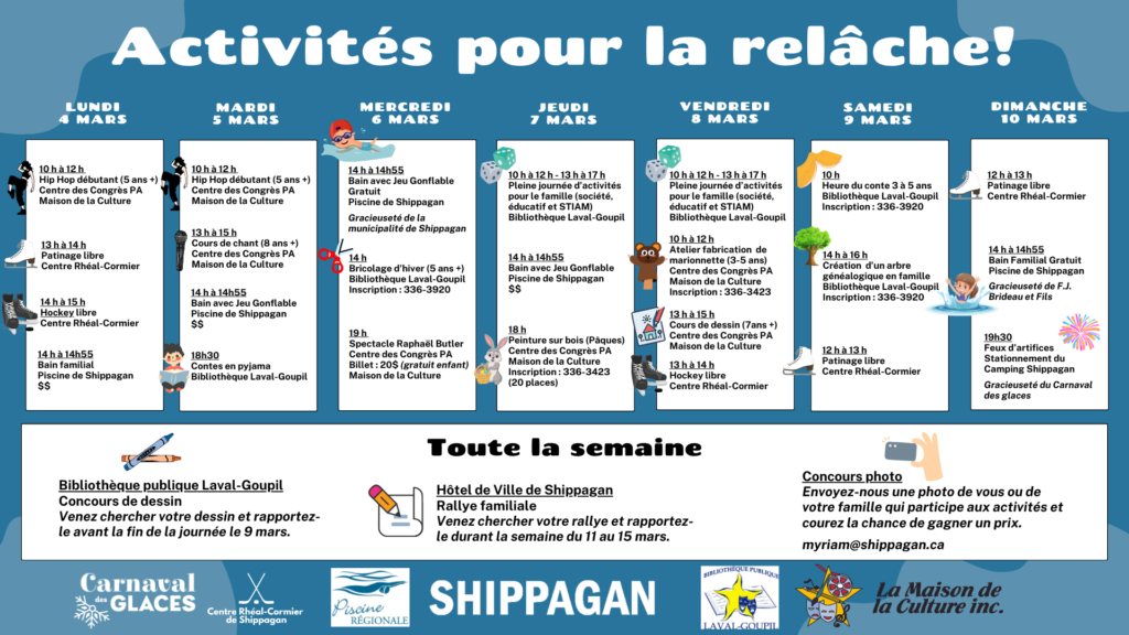 Activités pour la relâche! – Municipalité de Shippagan